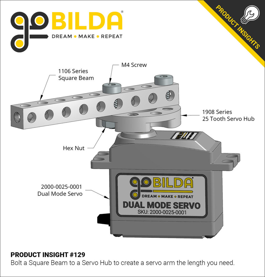 1908 Series Servo Hub 25 Tooth Spline 32mm Diameter Gobilda